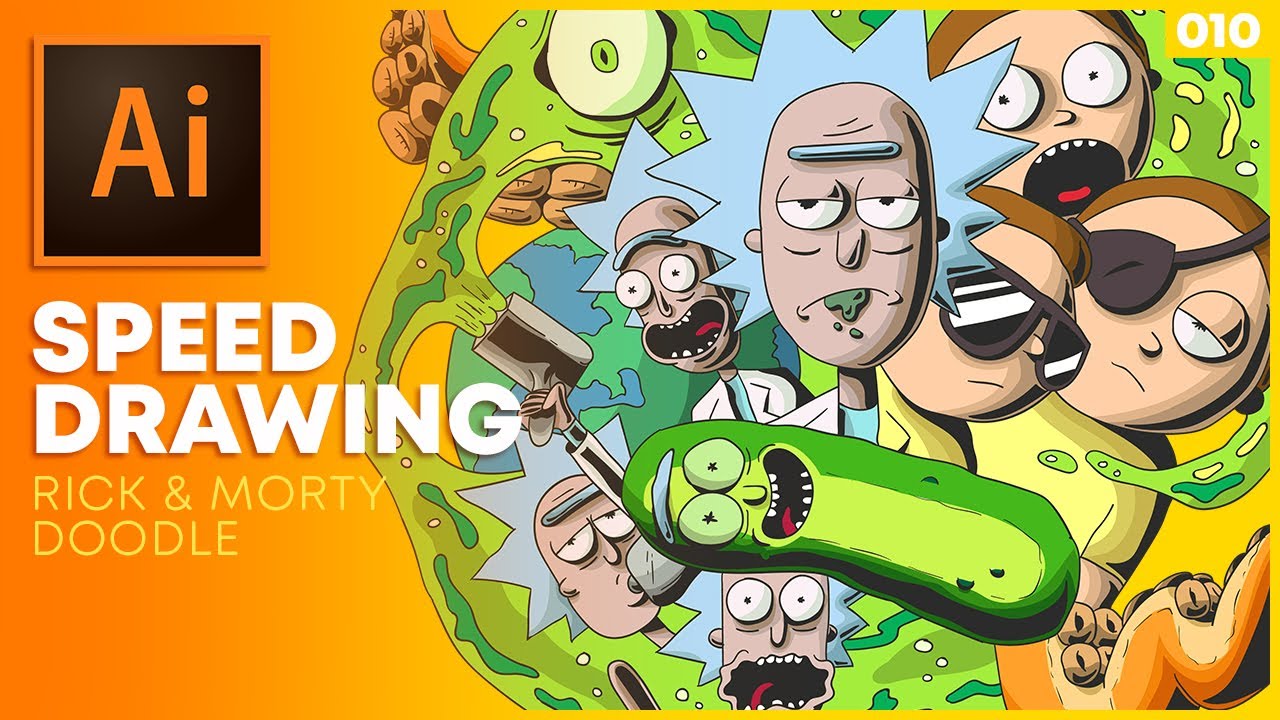 RICK AND MORTY vector SPEED DRAWING in Adobe Illustrator CC #010 | FAN ...