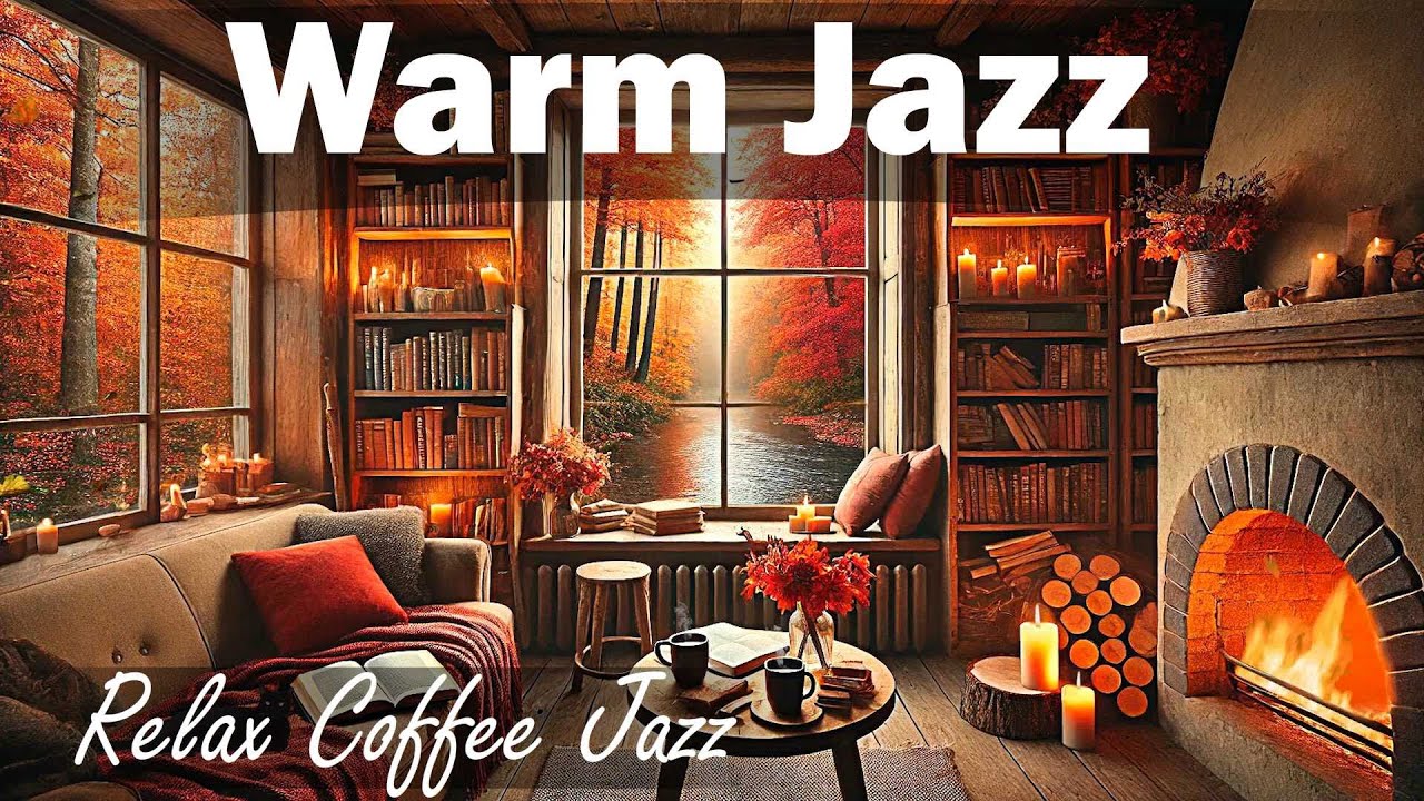 Autumn Jazz Retreat 🍂 Warm Fireplace & Smooth Jazz Instrumentals for ...