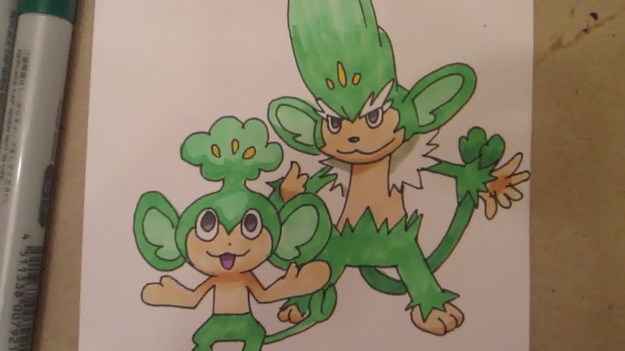 How to draw Pokemon: No.511 Pansage, No.512 Simisage - YouTube