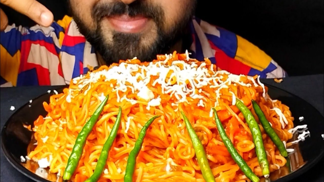 Eating Indian Maggi Masala Noodles Challenge | Spicy Maggi Mukbang ...