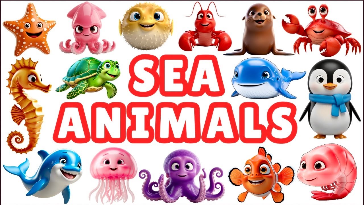 Sea Animals Rhyme | Learn Sea Animal Names for Kids in English with ...