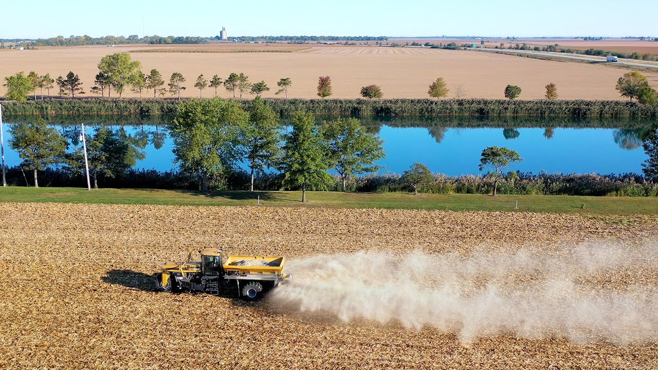 Applying Limestone after Fall Harvest - YouTube