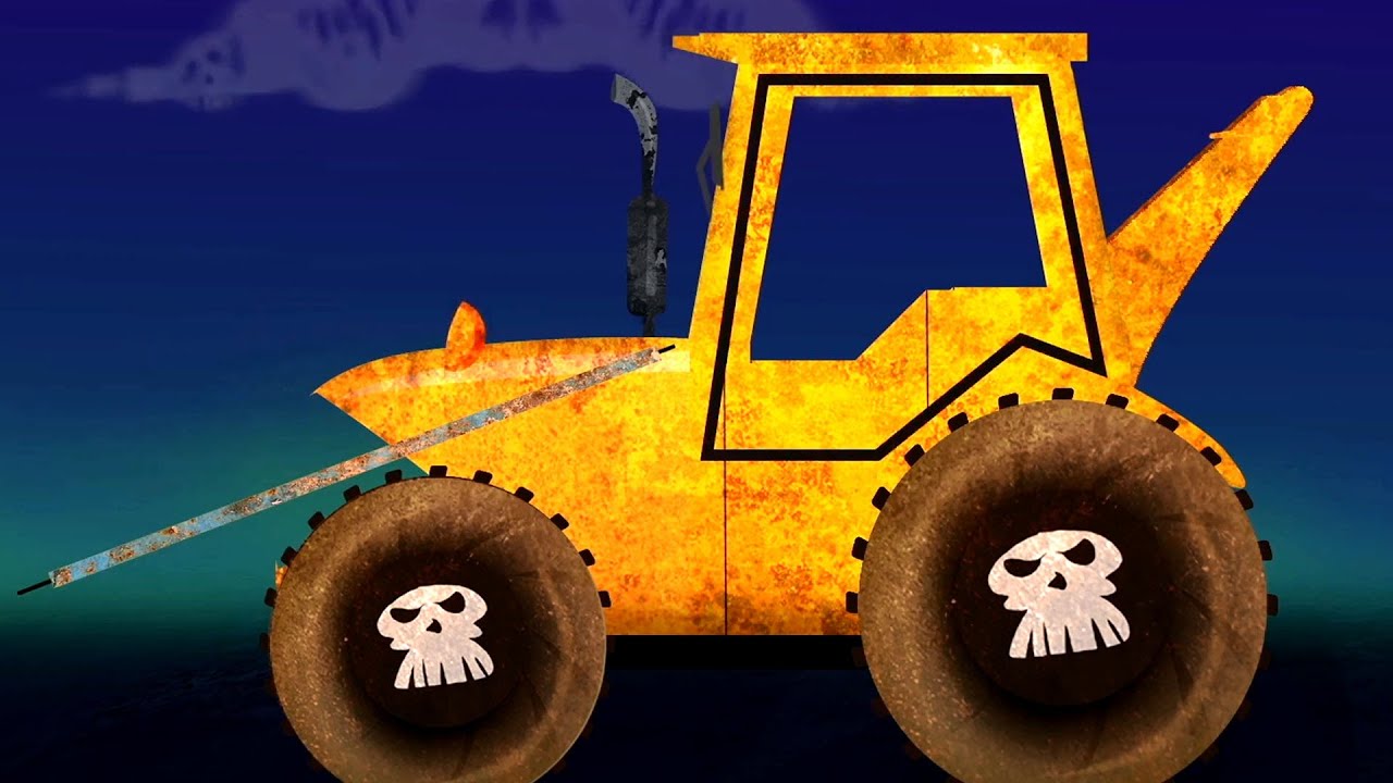 Backhoe Loader, Halloween Car Cartoon Video For Kids - YouTube