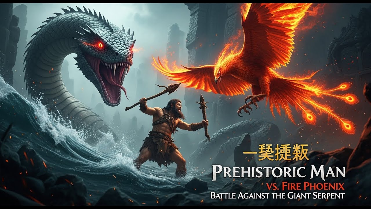🔥 "Prehistoric Man vs. Fire Phoenix | Battle Against the Giant Serpent ...