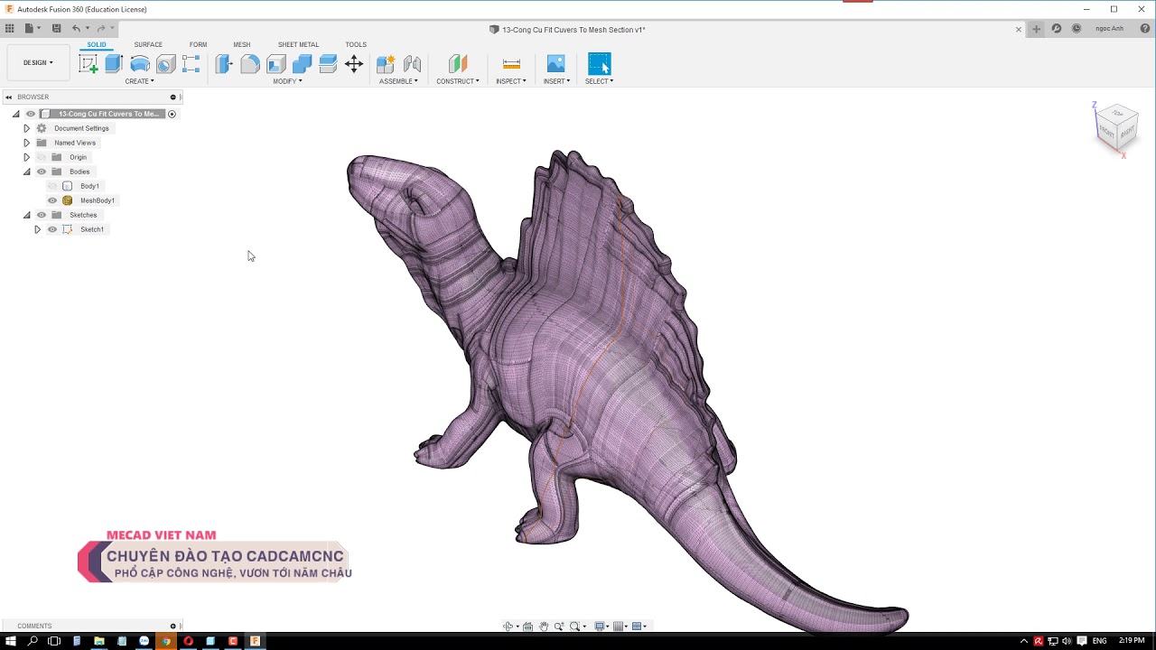 Tự Học Autodesk Fusion 360- Bài 21 -Công Cụ Create Mesh Sections Sketch ...