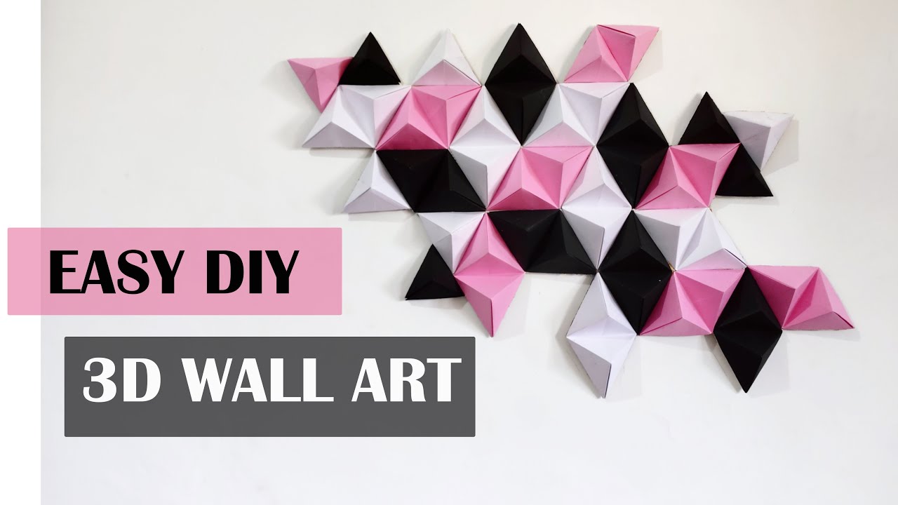 DIY 3D double origami pyramid| Easy wall decor - YouTube