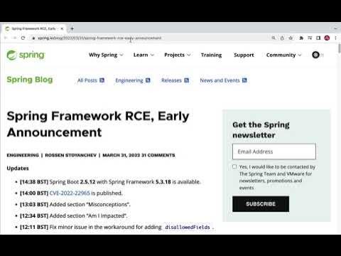 Urgent ⚠️ New Spring Framework RCE Vulnerability Confirmed - YouTube
