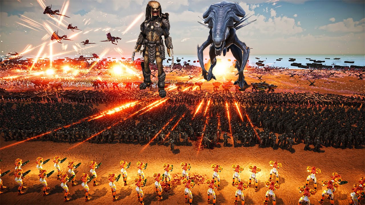 2.9 Million Predator, Xenomorph Queen & ZOMBIES Beach Landing ...
