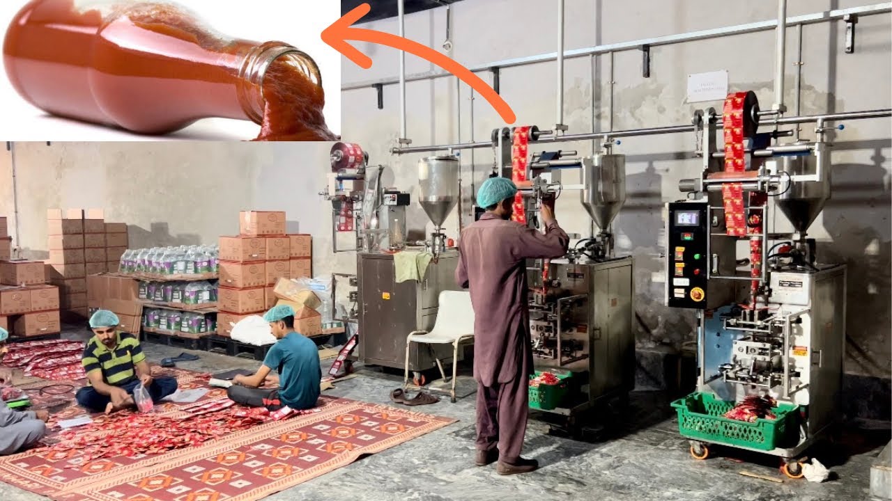 Tomato Ketchup sachet packing process, simple & amazing process ...