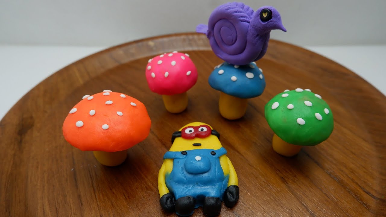 Easy Clay Modelling Mushroom For Kids, How to make Bird Using clay ...