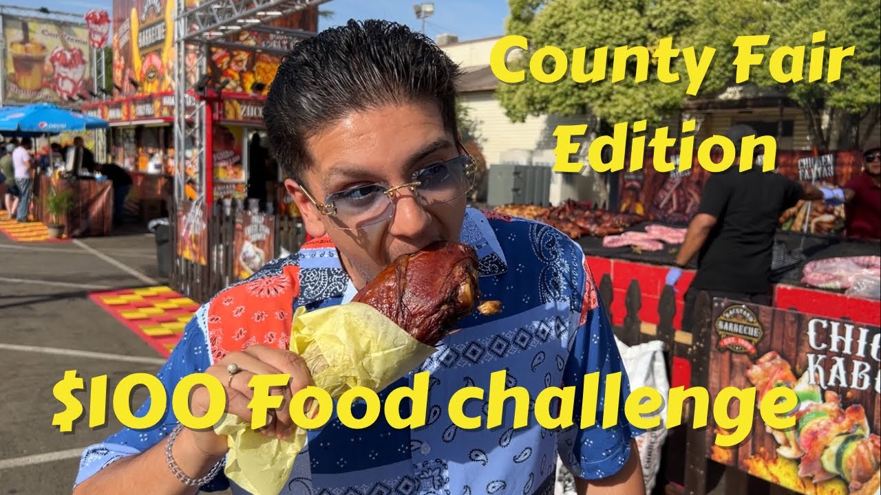 $100 Challenge: DEEP FRIED FOOD II Merced County Fair 2023 - YouTube