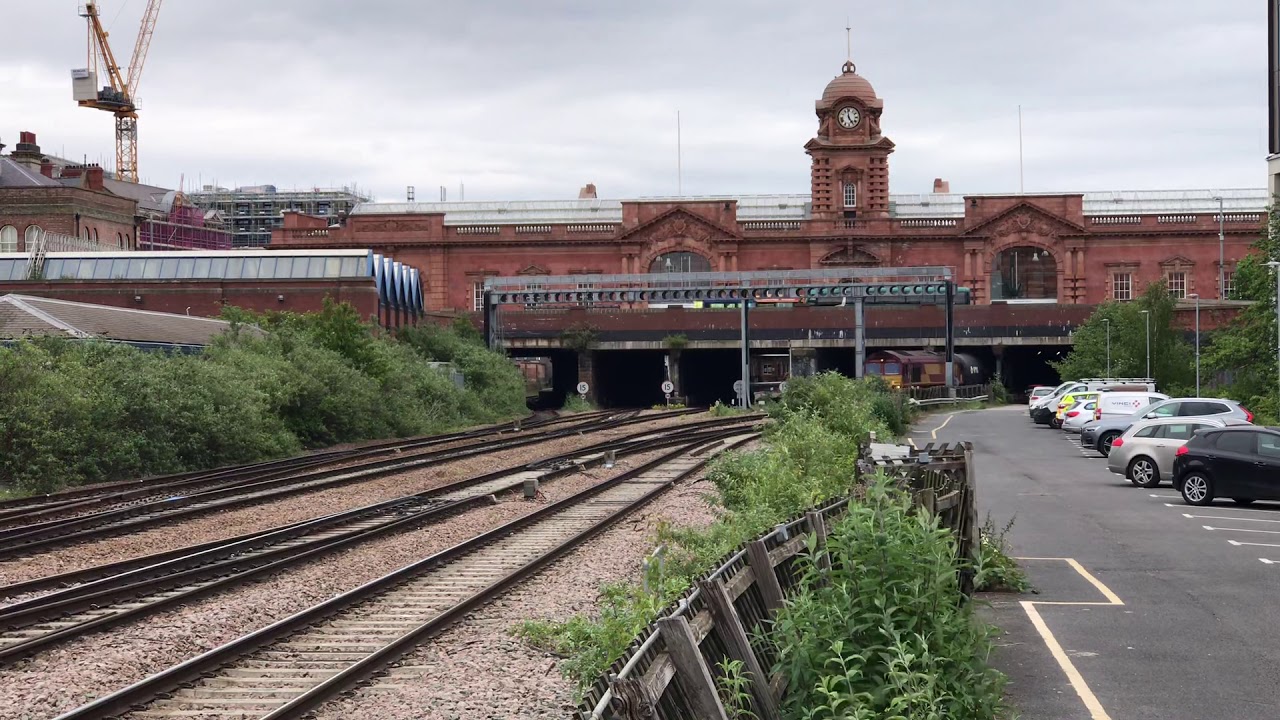 DB EMD Class 66 66023 departs Nottingham with 6M00 Humber to Kingsbury ...