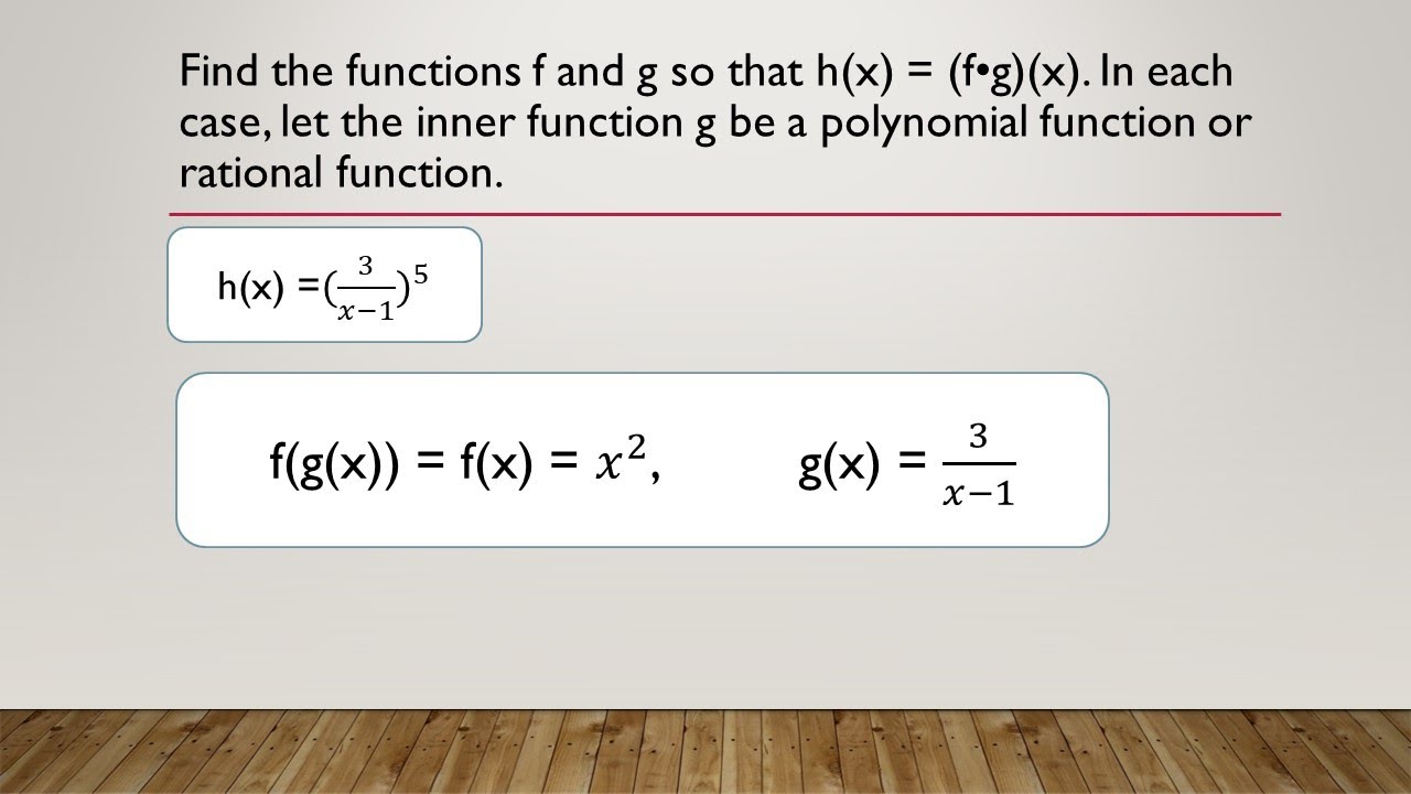 How to find the functions f and g so that h(x) = (f o g)(x)? - YouTube