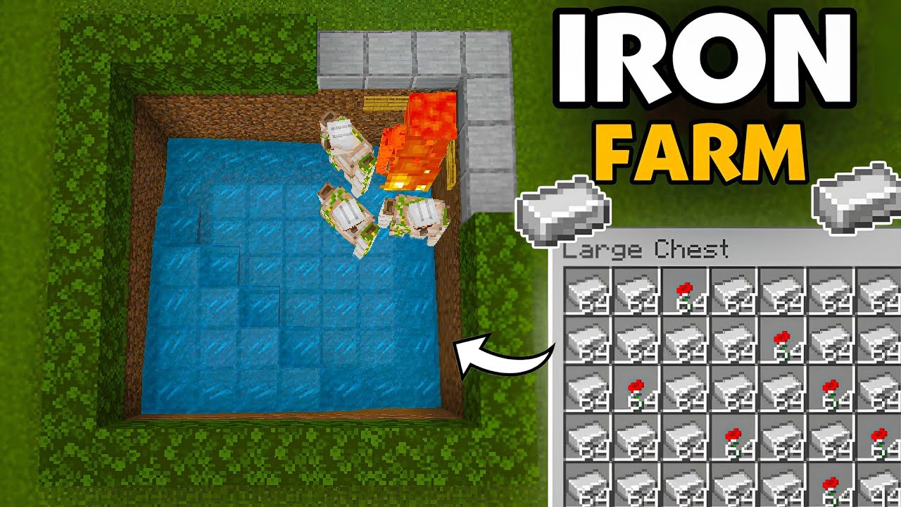 EASIEST IRON FARM IN MINECRAFT BEDROCK / PE 1.20. { INFINITE IRON ...