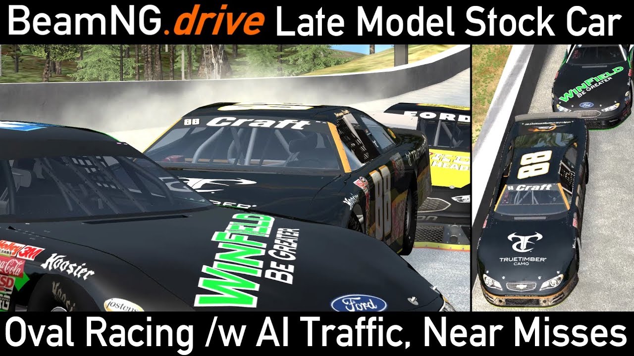 BeamNG.Drive AI Racing! - Stock Car Oval Race at Agassiz + Crashes and ...
