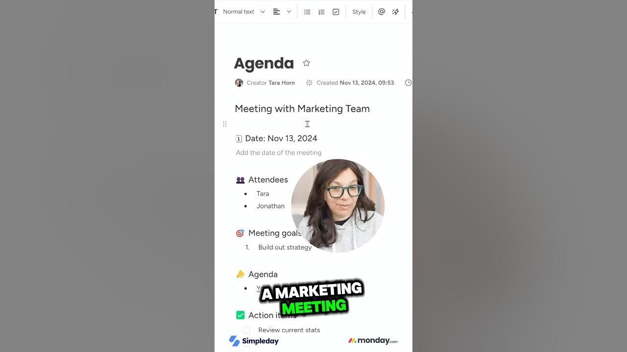 Agenda for a Marketing Meeting using monday Docs | monday.com - YouTube