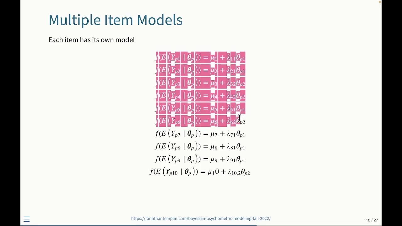 Bayesian Psychometric Models, Lecture 4a, Part 2; October 21, 2022 (U of Iowa) - YouTube