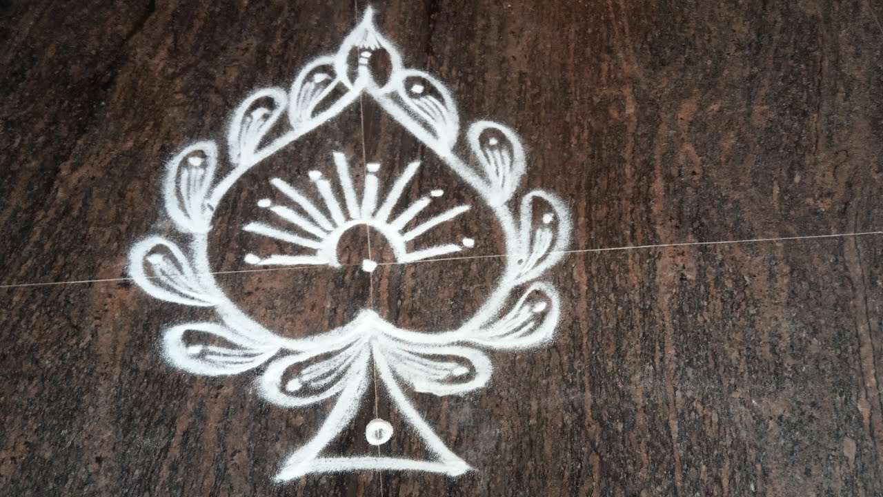 easy rangoli design and sun rangoli design Anbu village kolangal - YouTube