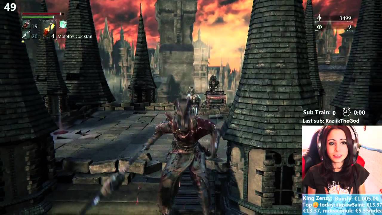 Bloodborne - Gatling gun Mini Boss suicide - YouTube