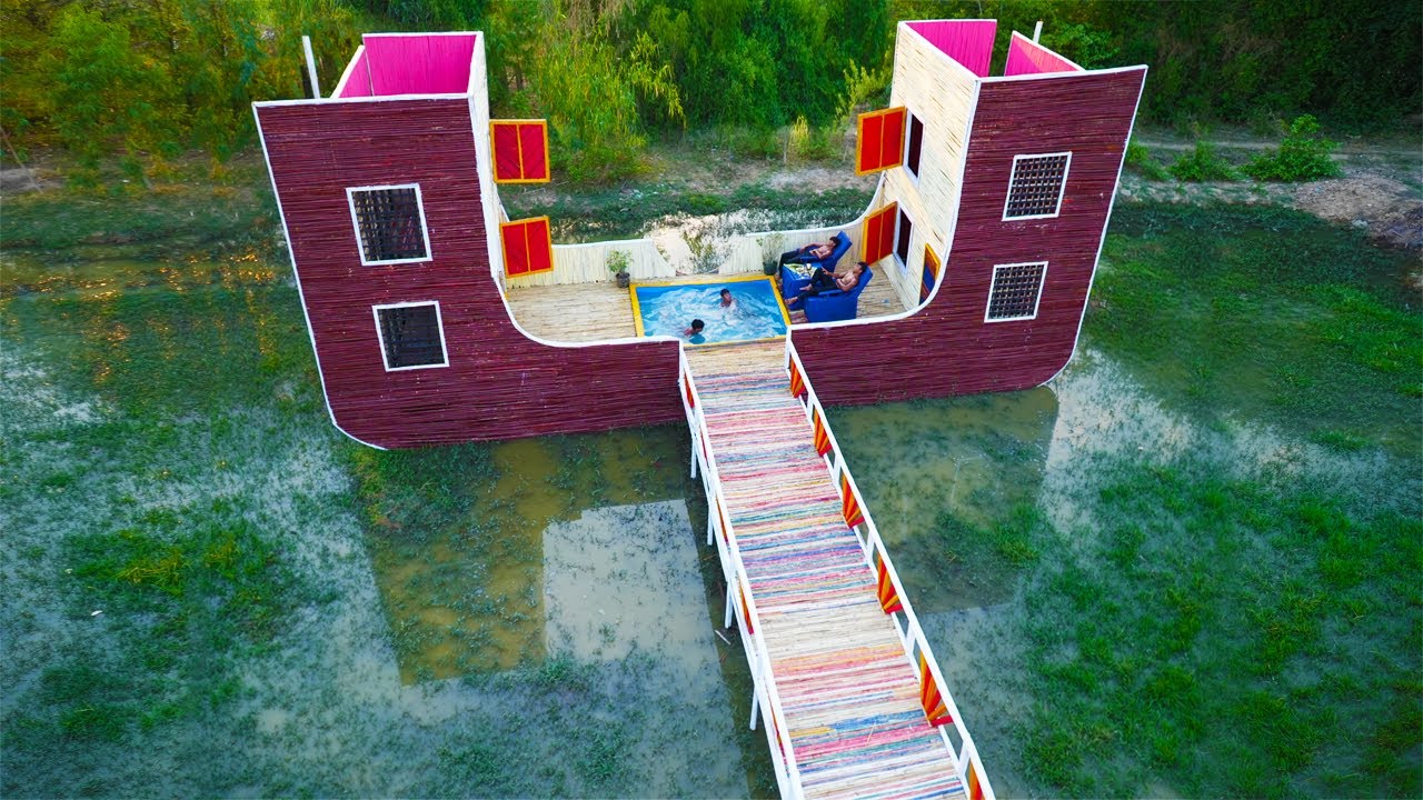 [Full] Build Most Beautiful U-Shaped Bamboo Resort With Swimming Pool ...