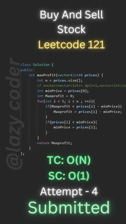 Leetcode 121 || Best Time To Buy And Sell Stock - YouTube