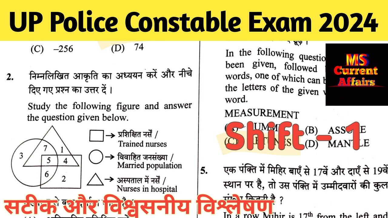 UP Police Constable Exam Paper 2024 । 17 February 2024 Shif 1st ...