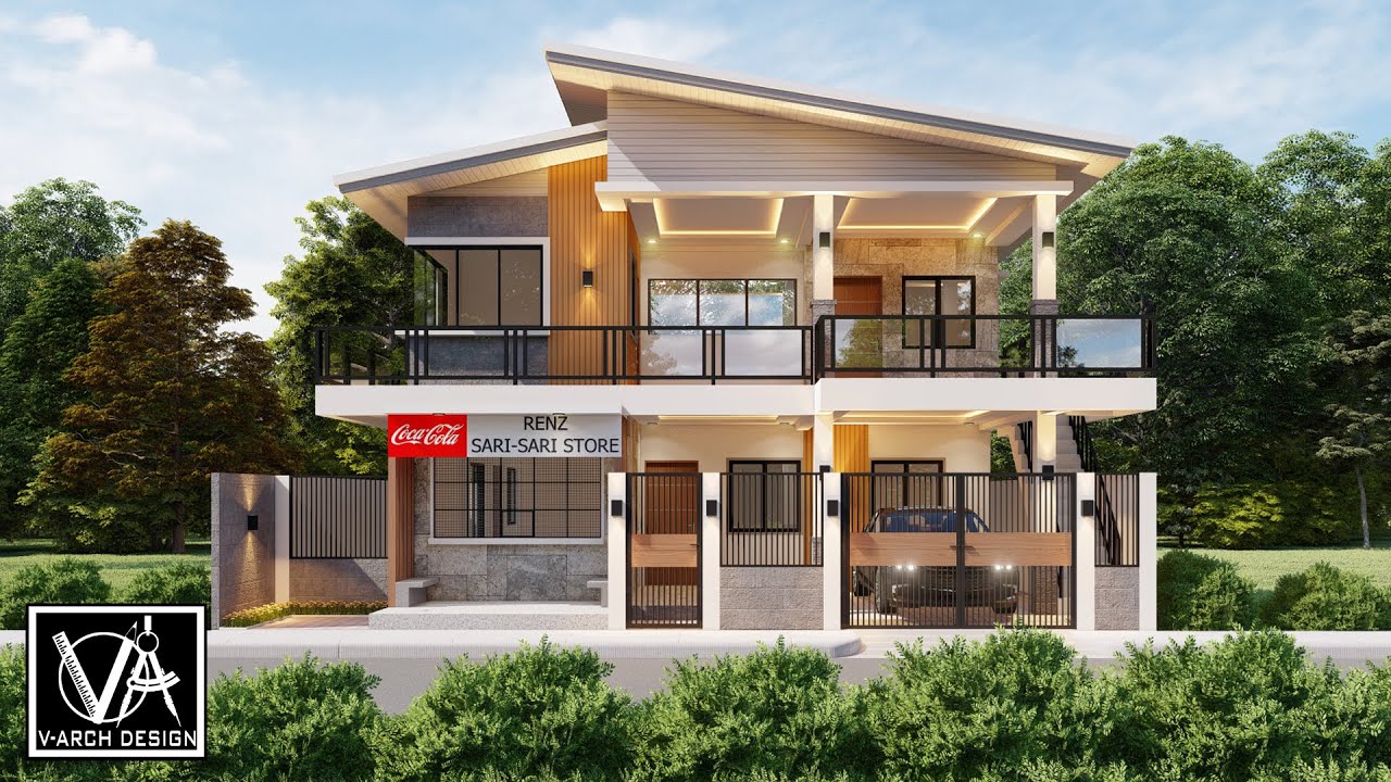 100 SQM HOUSE DESIGN WITH STORE YouTube