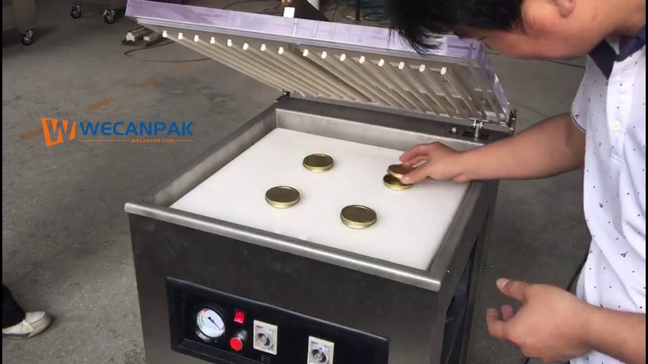 Caviar tins vacuum packaging machine Glass jar - YouTube