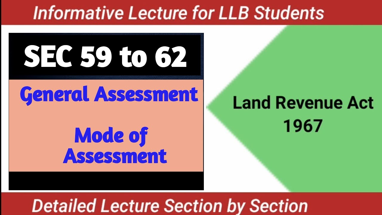 SEC 59-62 OF LAND REVENUE ACT, 1967 I General Assessment I Mode of ...