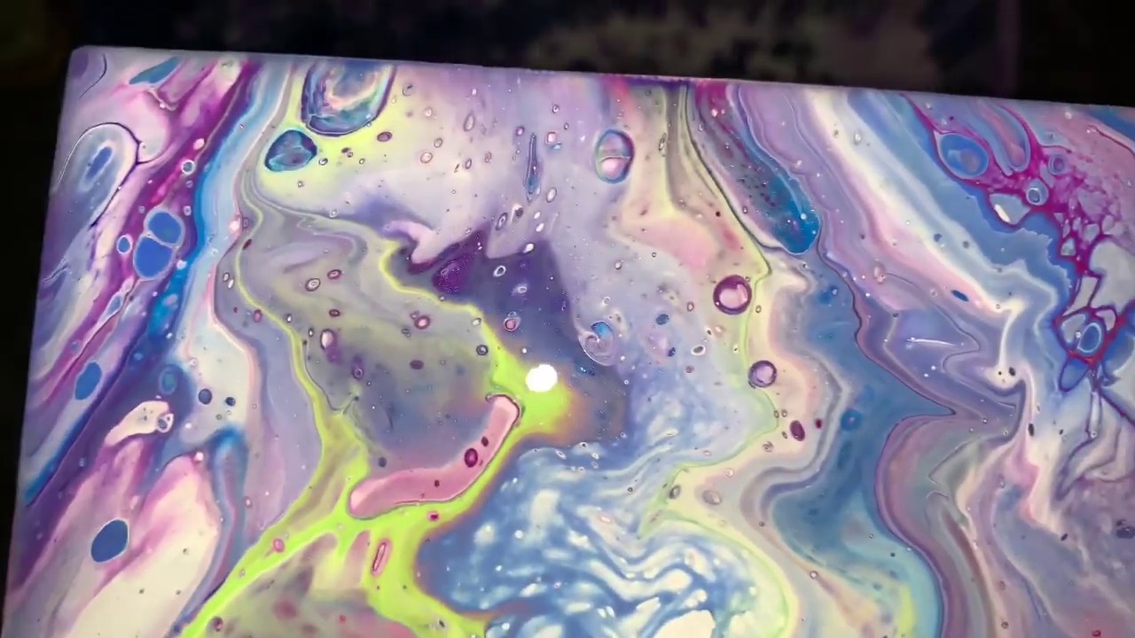 Ice cube tray flip fluid acrylic pour painting - YouTube
