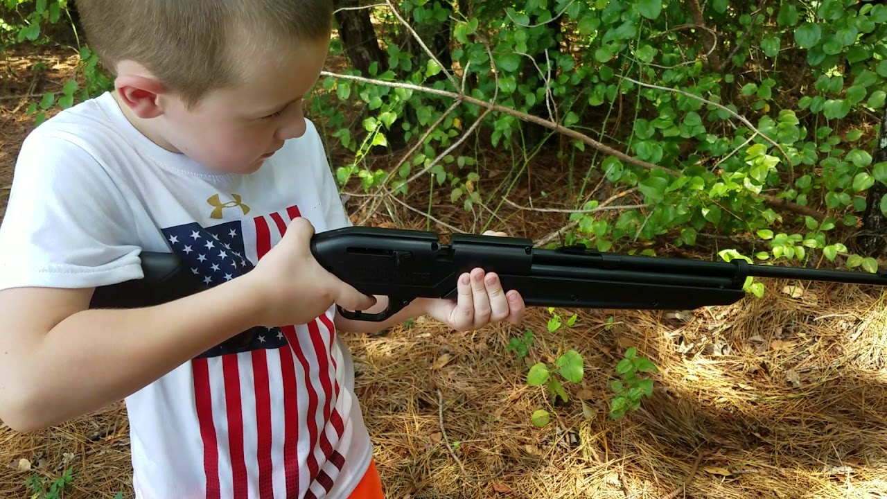 Braxton's first time shooting a BB gun - YouTube