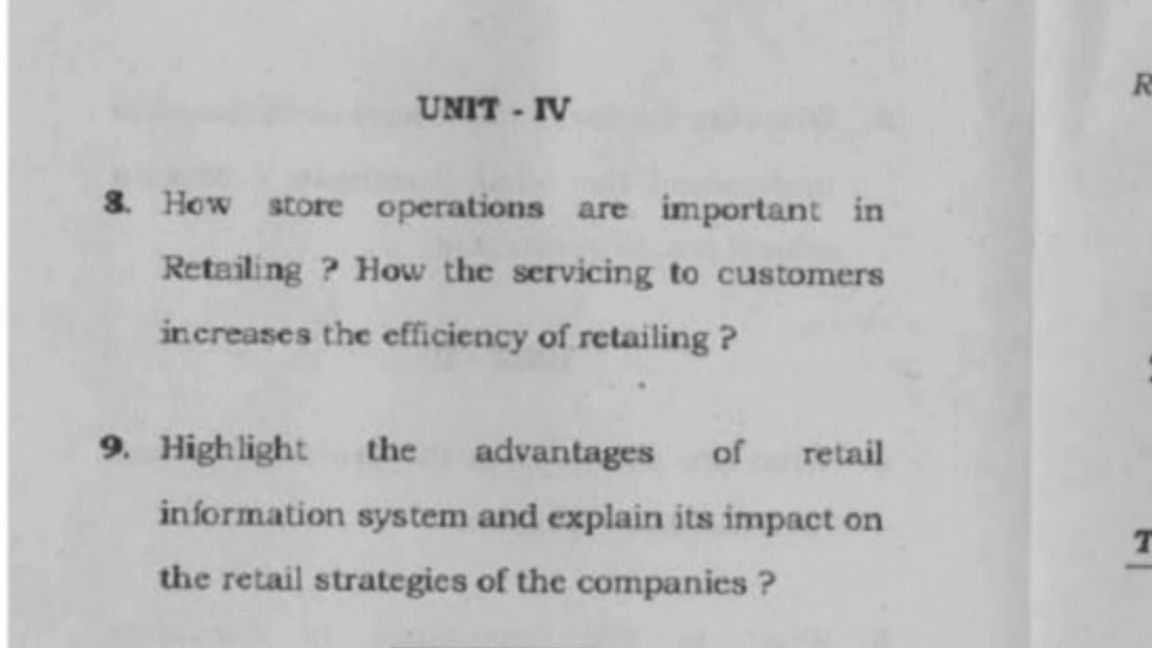 MBA 4th Sem Retail Management Question Paper - YouTube