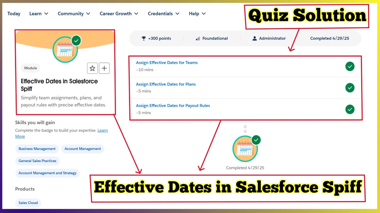 Effective Dates in Salesforce Spiff | Salesforce Trailhead | Quiz ...