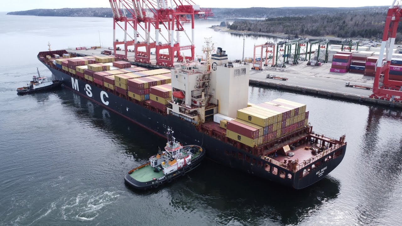 Awesome Aerial 4K View! Container Ship MSC INGRID Docking at PSA ...
