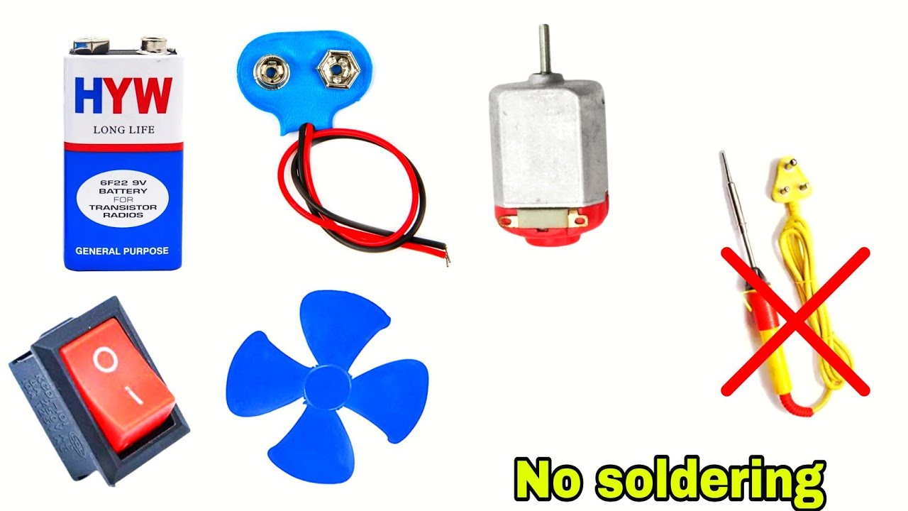 How To Make Dc Mini Motor FAN With 9 volts Battery | smd tech - YouTube
