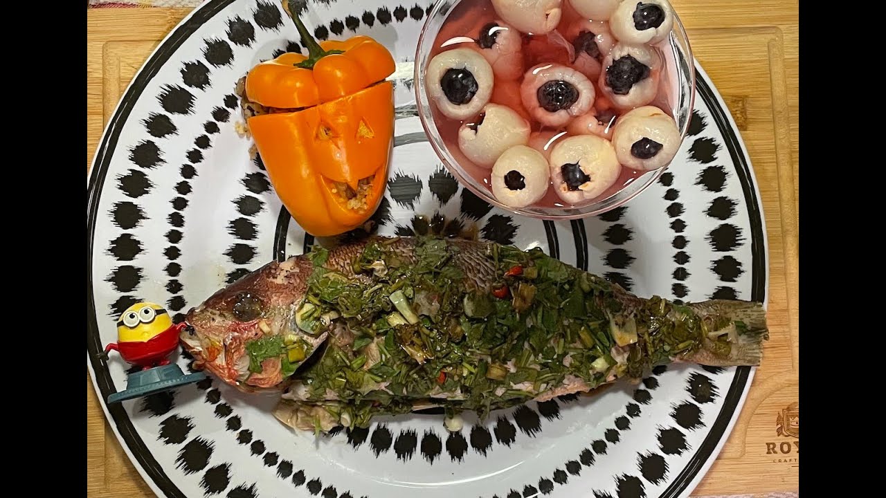 Halloween Theme Dinner & Dessert - Thai Whole Fish & Lychee Eyes - Step ...