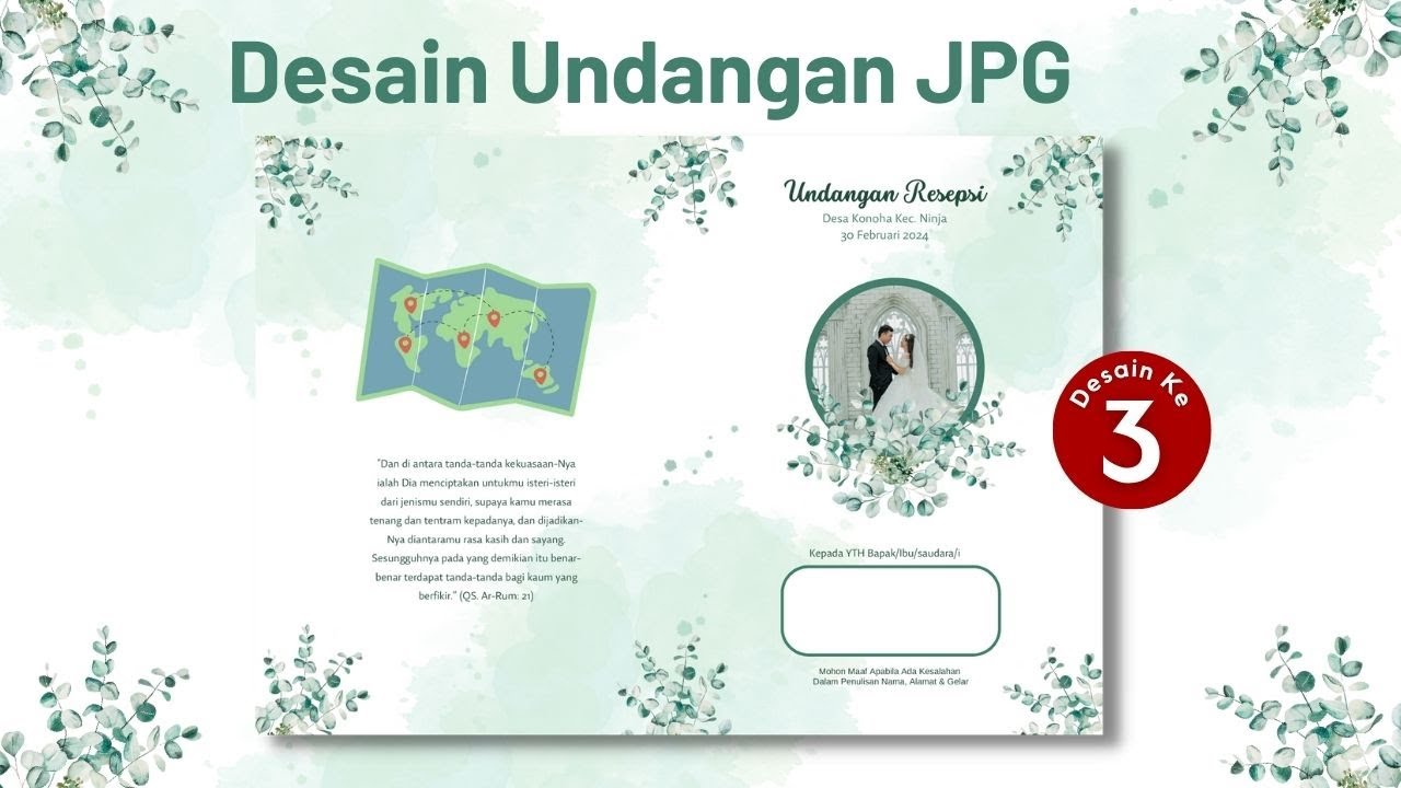🔴 Cara membuat desain undangan Pernikahan jpg cetak di canva | Desain 3 ...