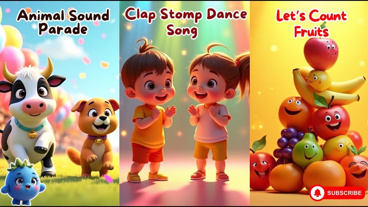 Animal Parade + Clap Dance + Lets Count Fruits | Fun Learning Mix for ...