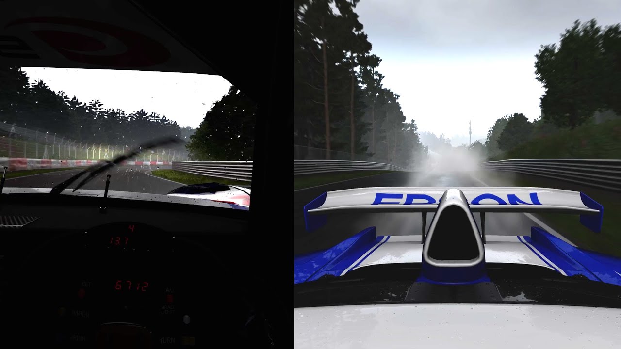 HONDA NSX GT500 Driving through the Nürburgring in torrential rain ...