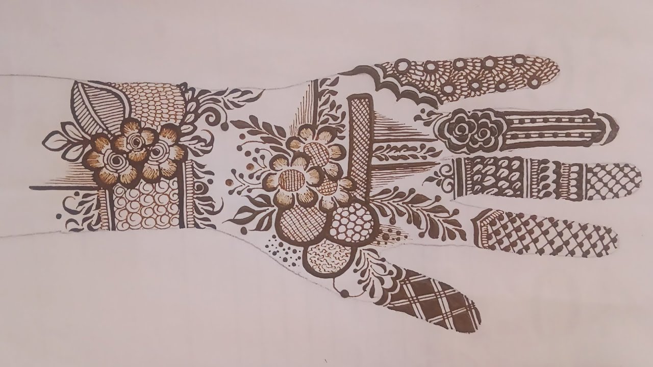 new indo- western mehndi design for back hand simple and very beautiful ...