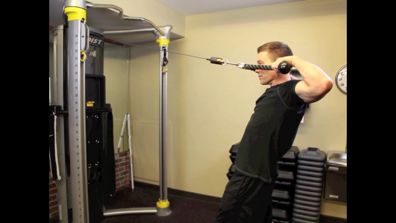 standing lat pull with rope - YouTube