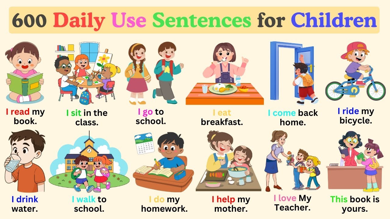 600 Daily Use Sentences for Children, English Speaking Practice at Home ...
