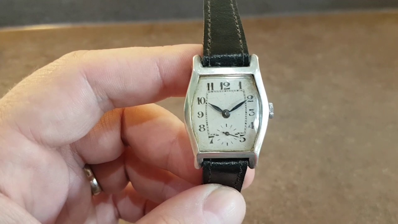 1928 Audax solid silver tonneau vintage watch - YouTube
