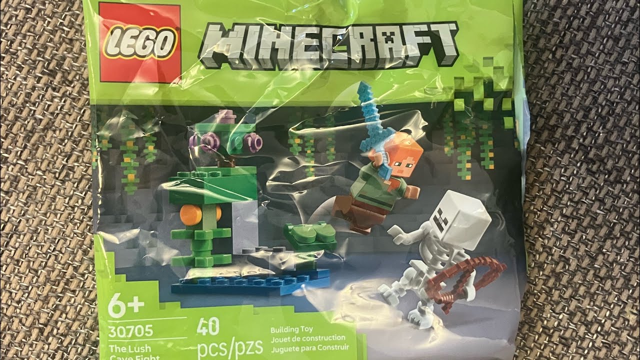Lego Minecraft Lush Cave Fight 30705 Polybag Review - YouTube