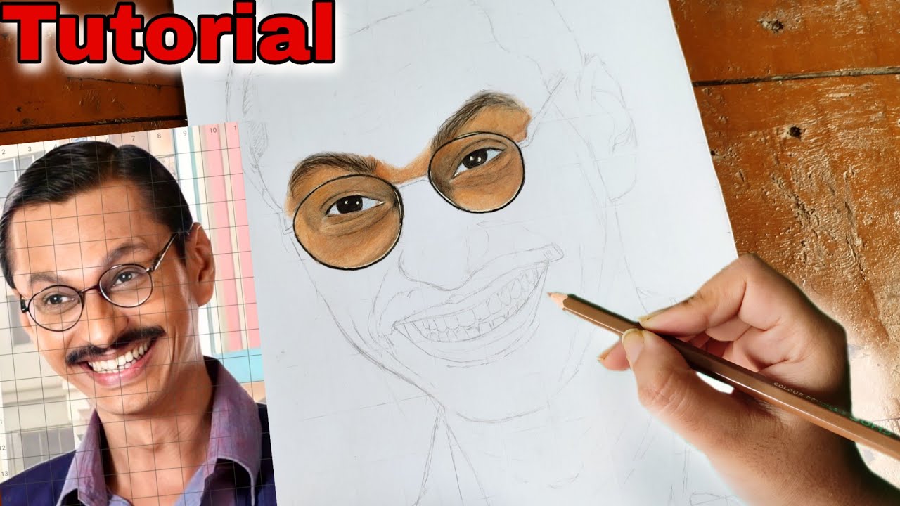 Colour Pencil Drawing, Popatlal Drawing Tutorial - YouTube