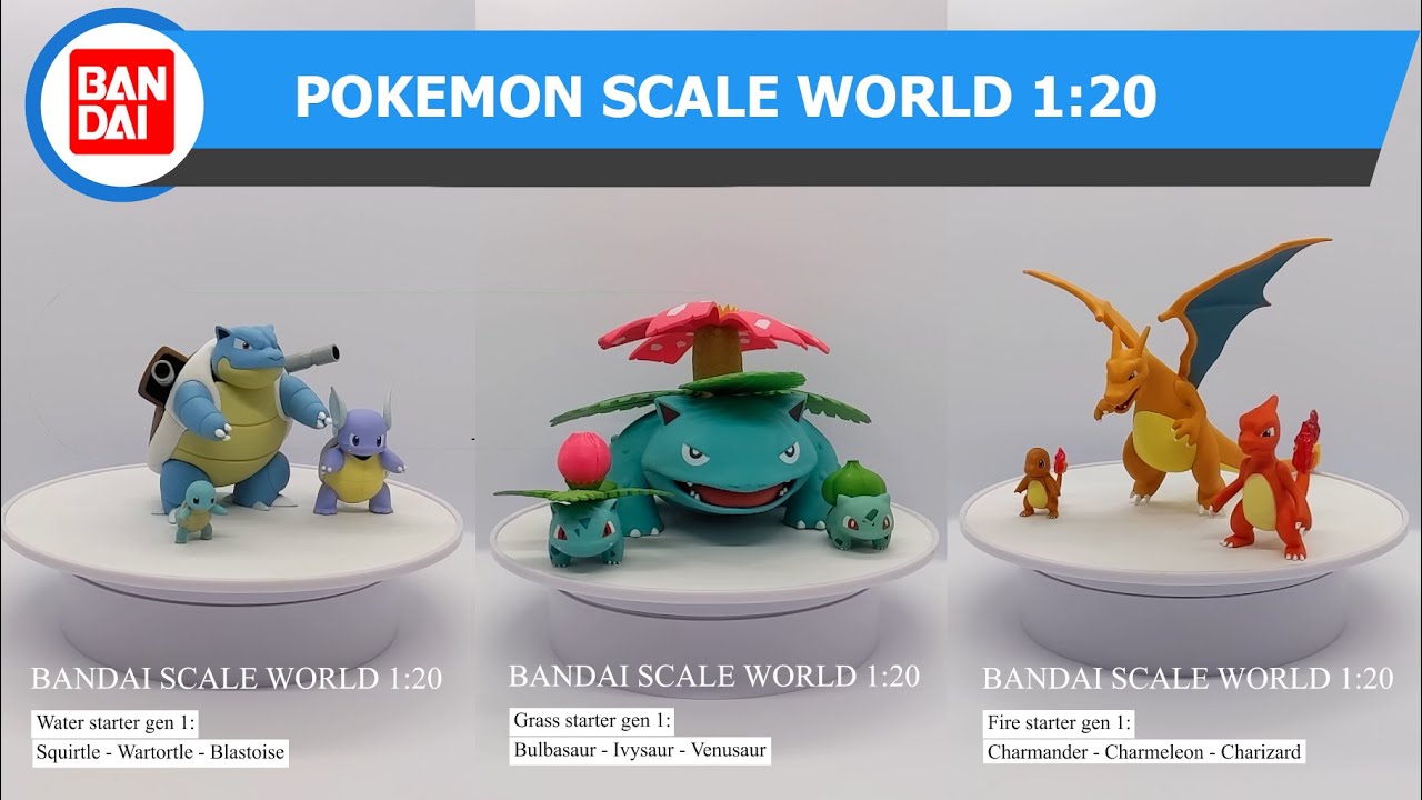 Pokemon Bandai scale world 1:20 starter gen 1 full evolution - YouTube