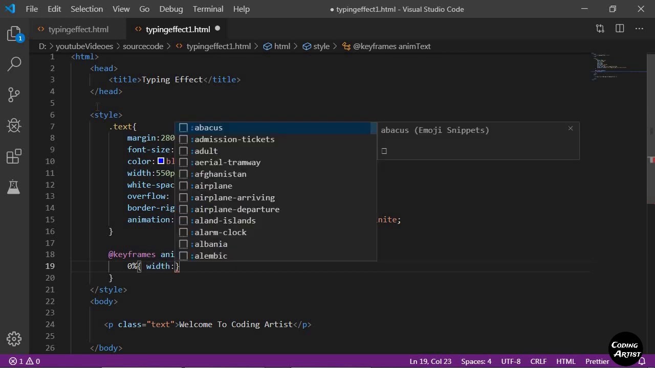 Creating a smooth Typing Effect with css - YouTube