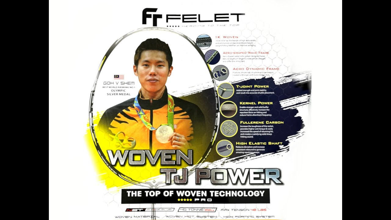 Felet Woven TJ Power V2 Pro Black Badminton Racket - YouTube