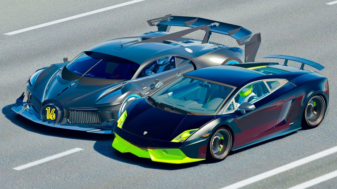 Bugatti Black Devil VGT Concept vs Lamborghini Gallardo LP-7777 SL Quad ...