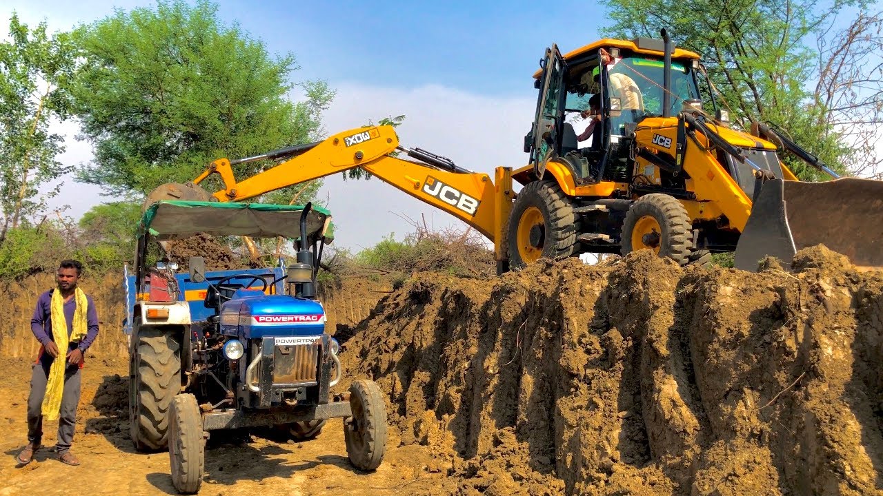 New JCB 3dx Machine Loading Mud in tractor loading | jcb tractor mud loading - YouTube